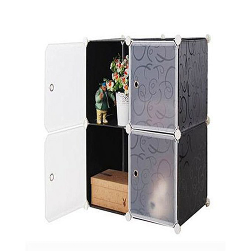 Oddity DIY 4 Cubes Interlocking Storage Cabinet Black